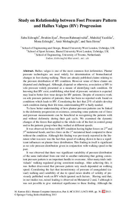 (PDF) Study on Relationship between Foot Pressure Pattern and Hallux ...