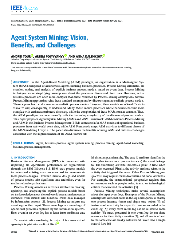 (PDF) Agent System Mining: Vision, Benefits, and Challenges