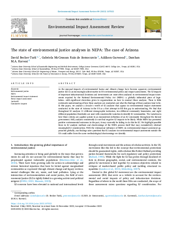 (PDF) The state of environmental justice analyses in NEPA: The case of ...