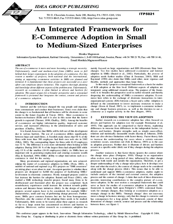 (PDF) An integrated framework for e-commerce adoption in small to medium-sized enterprises