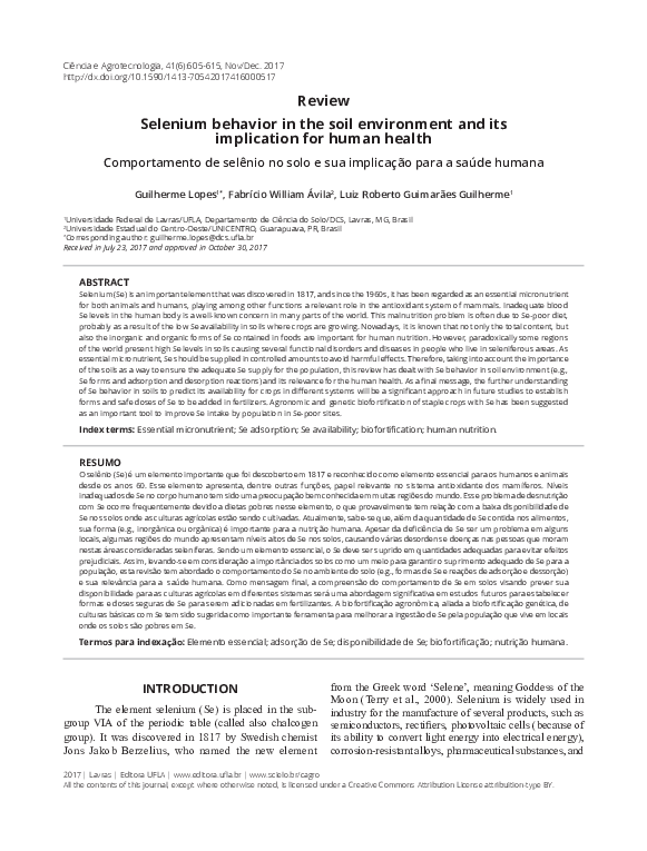 (PDF) Selenium behavior in the soil environment and its implication for ...