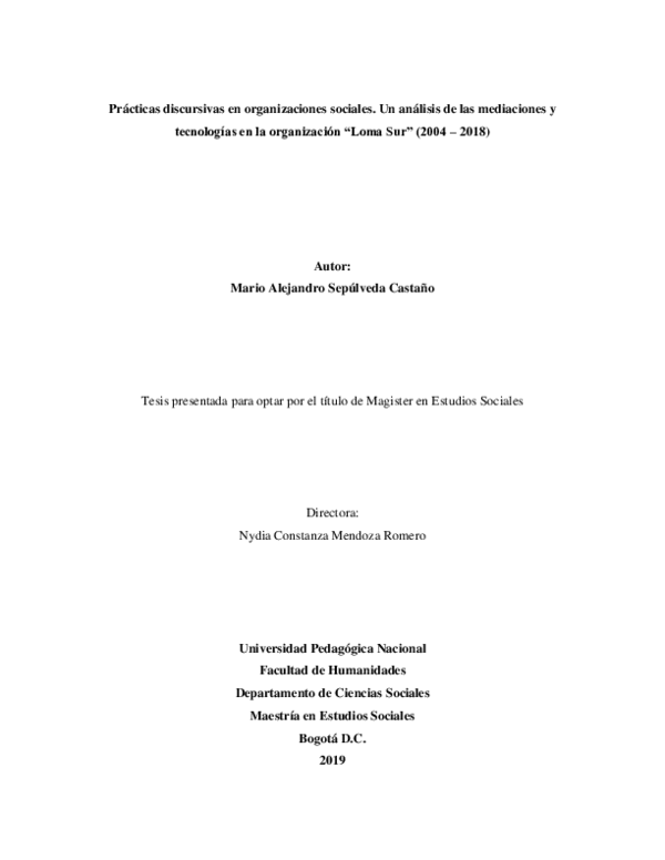 (PDF) Prácticas discursivas en organizaciones sociales. Un análisis de las mediaciones y ...