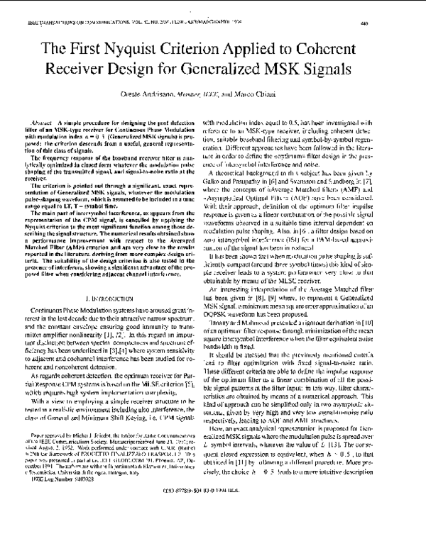 (PDF) The first Nyquist criterion applied to coherent receiver design ...