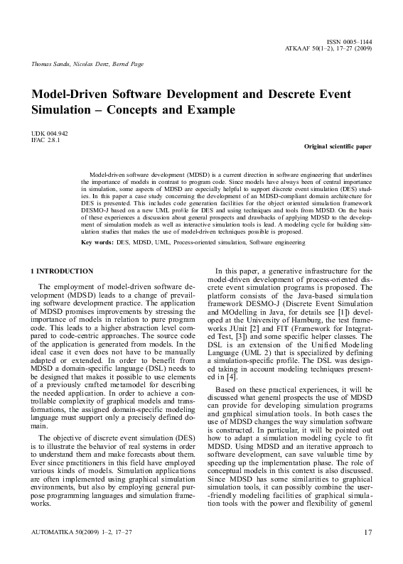 (PDF) Model-Driven Software Development and Descrete Event Simulation ...