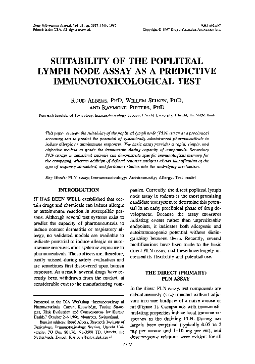 (PDF) Suitability of the Popliteal Lymph Node Assay as a Predictive ...