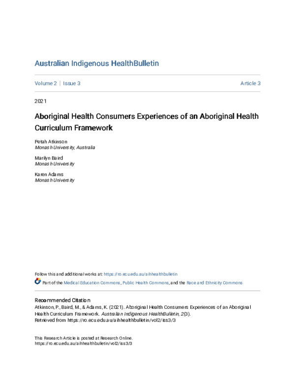 (PDF) Aboriginal Health Consumers Experiences of an Aboriginal Health ...