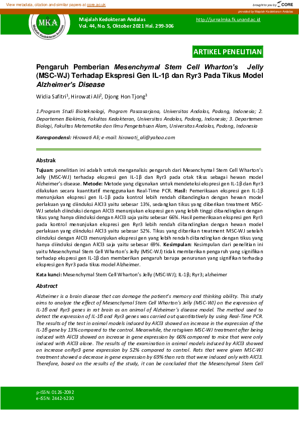 (PDF) Pengaruh Pemberian Mesenchymal Stem Cell Wharton’s Jelly (MSC-WJ ...