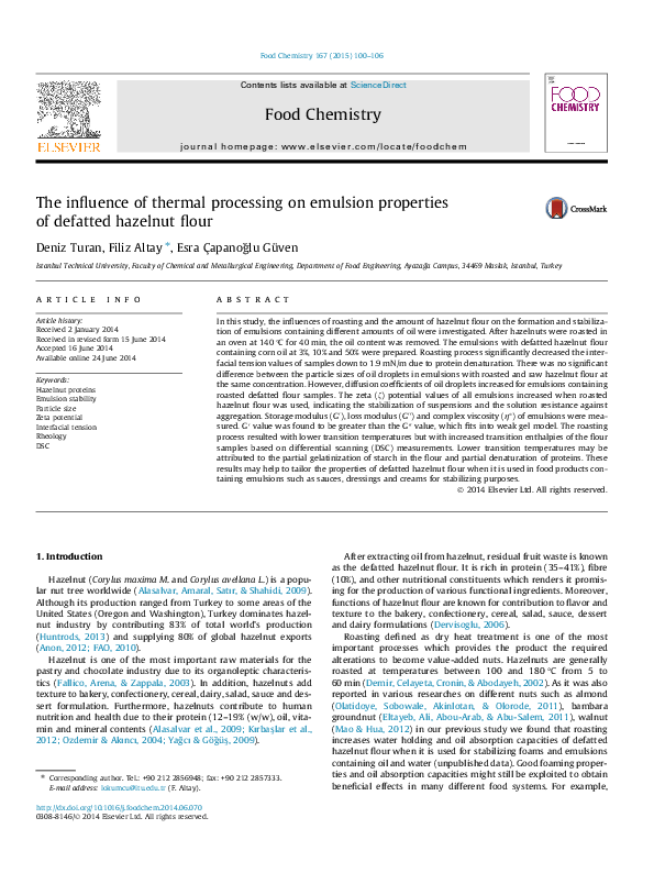 (PDF) The influence of thermal processing on emulsion properties of ...