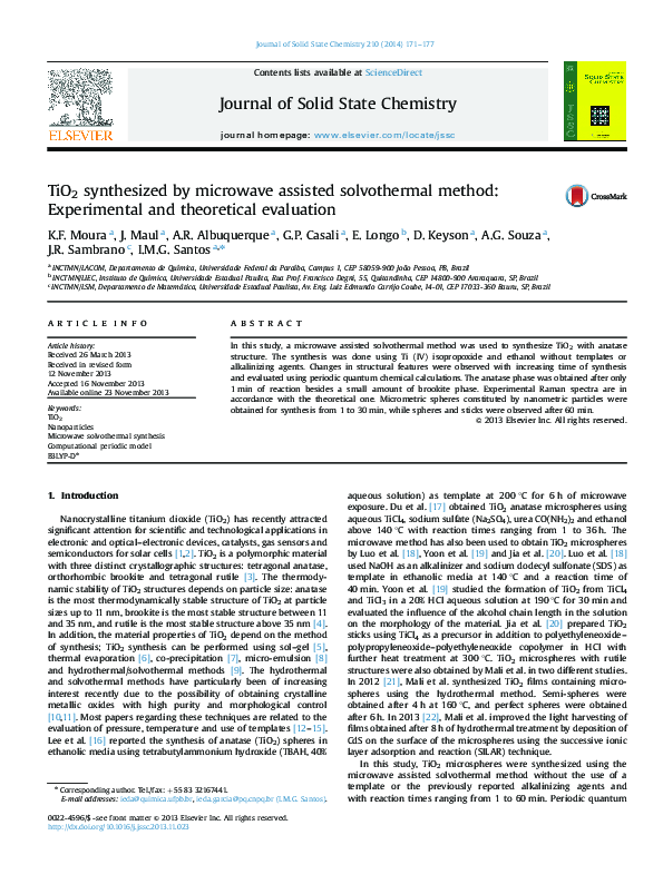(PDF) TiO2 synthesized by microwave assisted solvothermal method ...