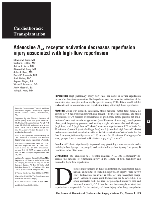 (PDF) Adenosine A2A receptor activation decreases reperfusion injury associated with high-flow ...