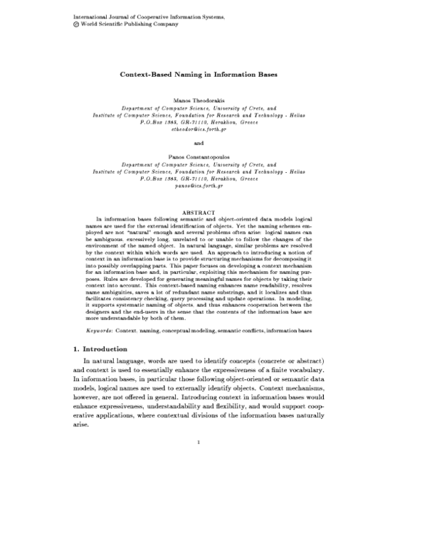(PDF) Context-Based Naming in Information Bases