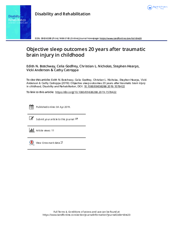 (PDF) Objective sleep outcomes 20 years after traumatic brain injury in ...