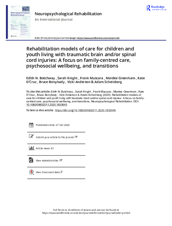 (PDF) Rehabilitation models of care for children and youth living with ...