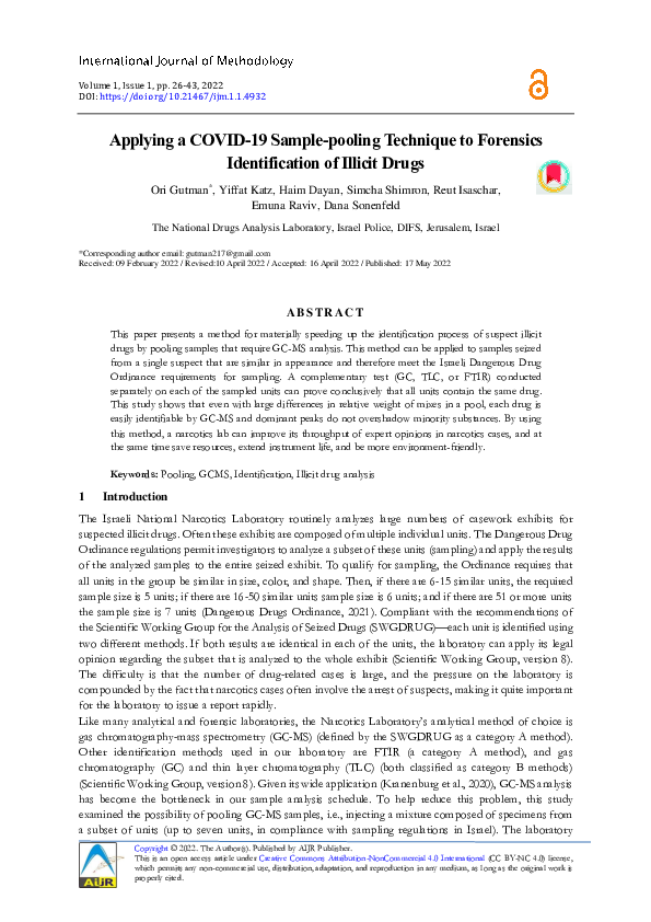 (PDF) Applying a COVID-19 Sample-pooling Technique to Forensics ...