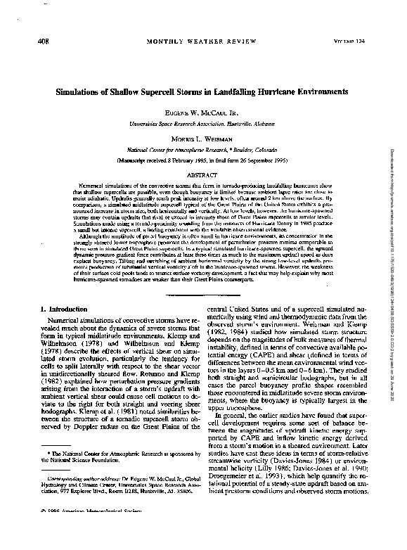 (PDF) Simulations of Shallow Supercell Storms in Landfalling Hurricane ...