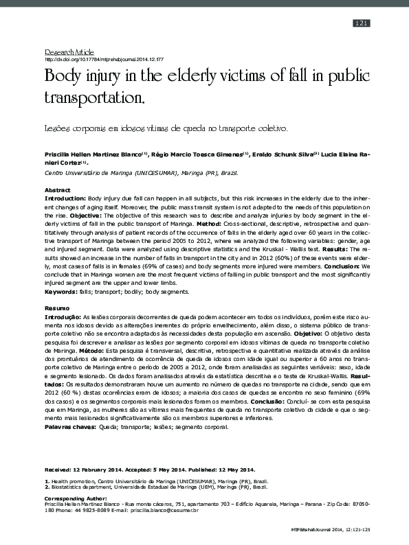 (PDF) Body injury in the elderly victims of fall in public ...
