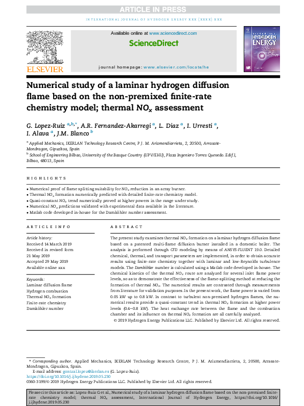 (PDF) Numerical study of a laminar hydrogen diffusion flame based on the non-premixed finite ...