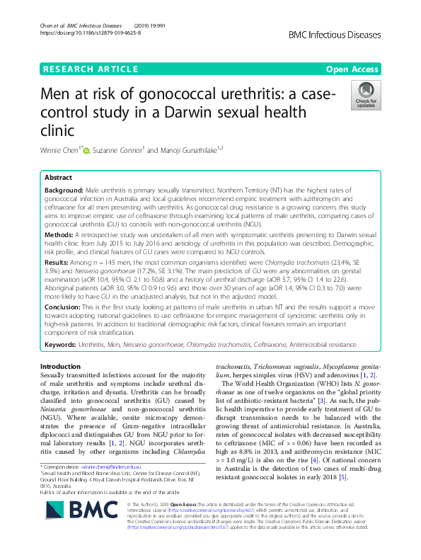 (PDF) Men at risk of gonococcal urethritis: a case-control study in a ...