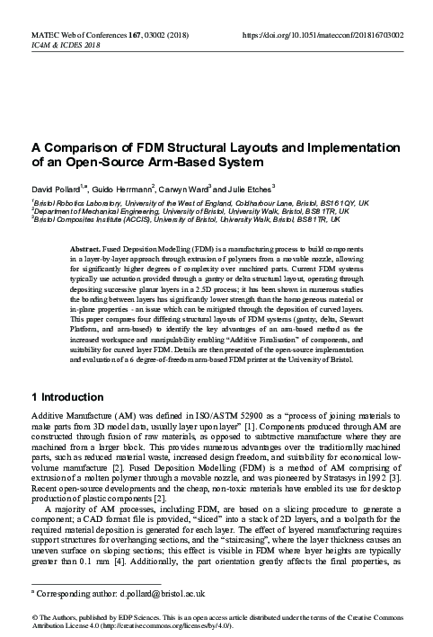 Pdf A Comparison Of Fdm Structural Layouts And Implementation Of An Open Source Arm Based