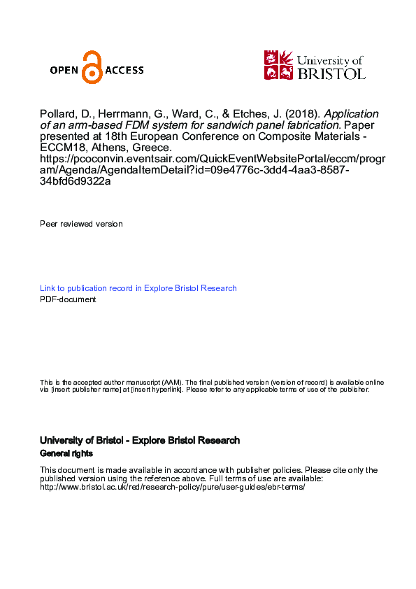(PDF) Application of an arm-based FDM system for sandwich panel fabrication