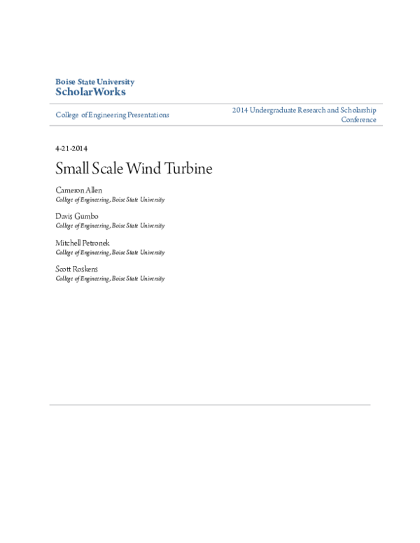 (PDF) Small Scale Wind Turbine