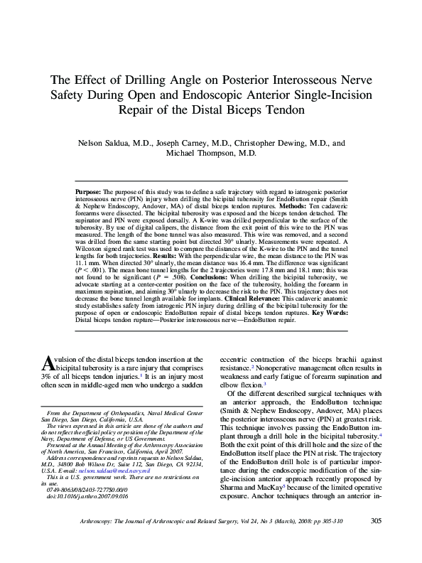 (PDF) The Effect of Drilling Angle on Posterior Interosseous Nerve ...