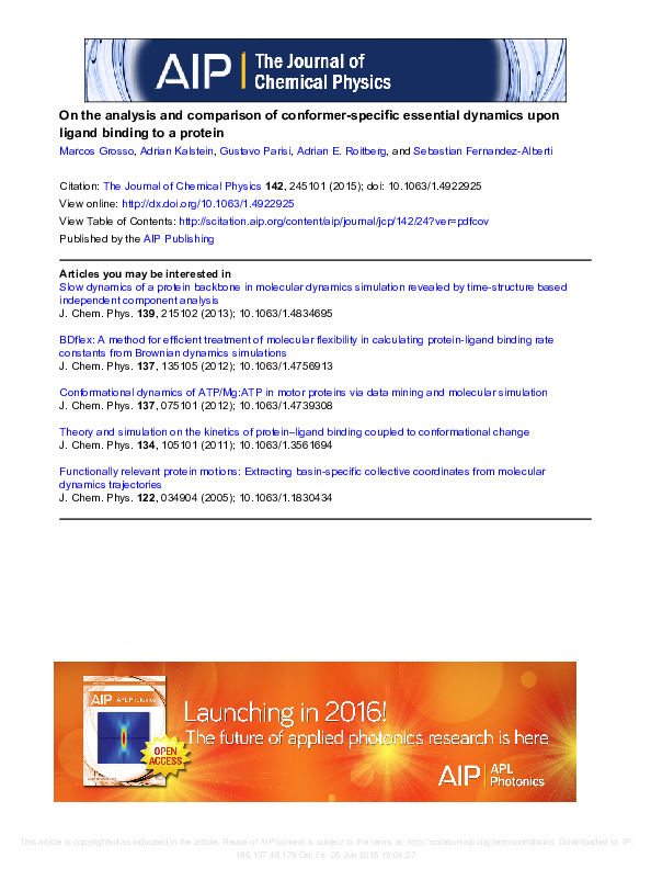 (PDF) On the analysis and comparison of conformer-specific essential ...