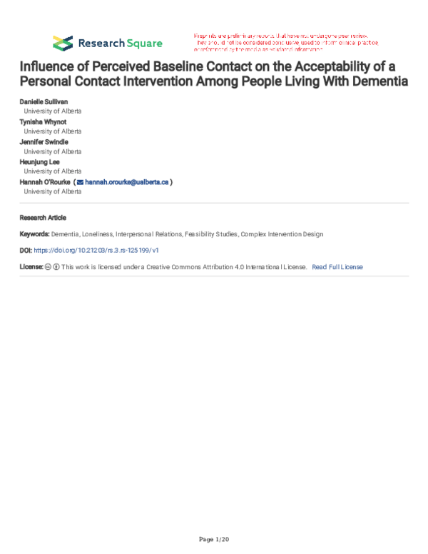 (PDF) Influence of Perceived Baseline Contact on the Acceptability of a ...