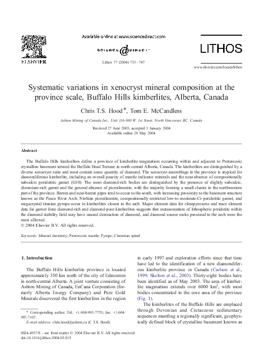 (PDF) Systematic variations in xenocryst mineral composition at the ...