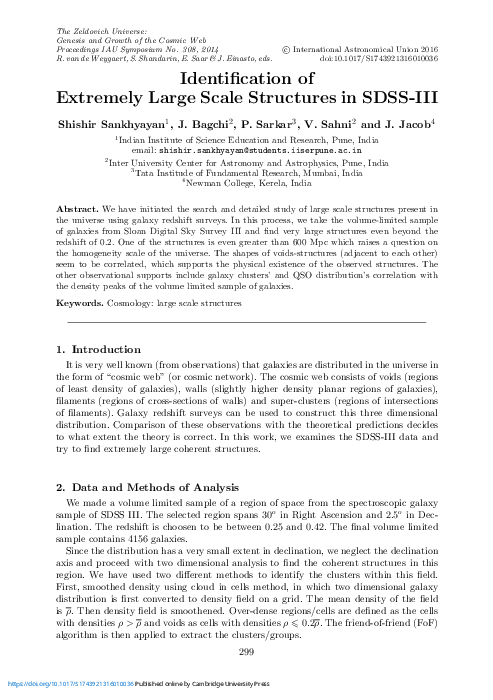 (PDF) Identification of Extremely Large Scale Structures in SDSS-III ...