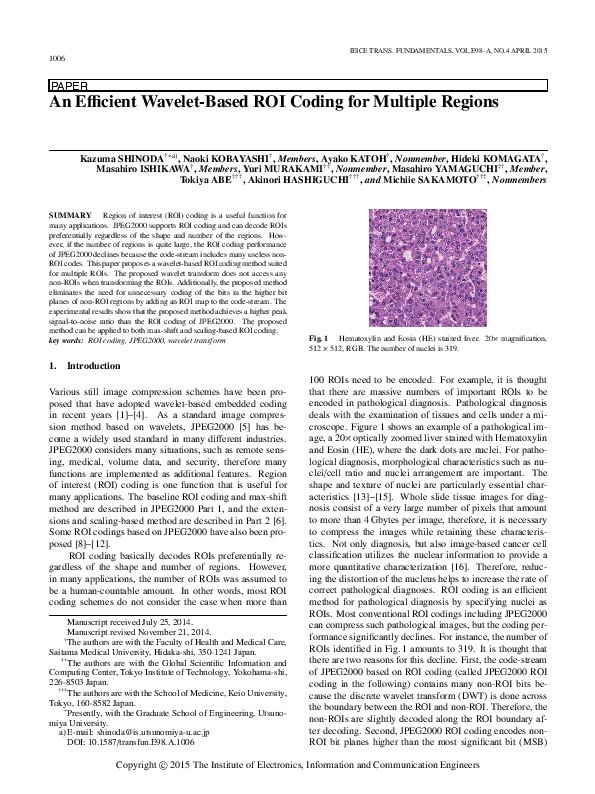 (PDF) An Efficient Wavelet-Based ROI Coding for Multiple Regions