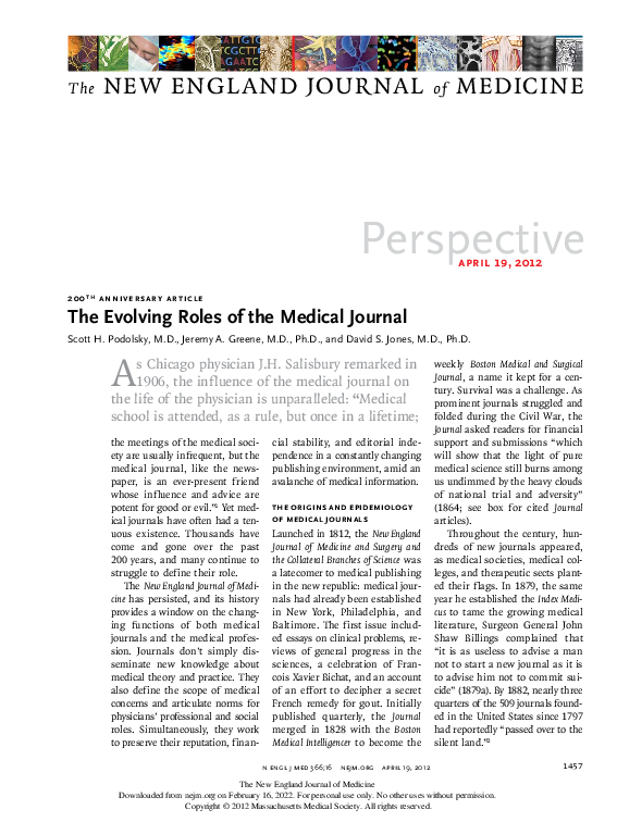 (PDF) The Evolving Roles of the Medical Journal