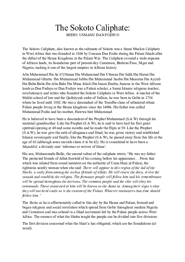 (DOC) The Sokoto Caliphate