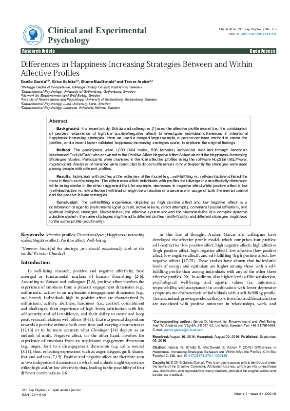 (PDF) Differences in Happiness-Increasing Strategies Between and Within ...