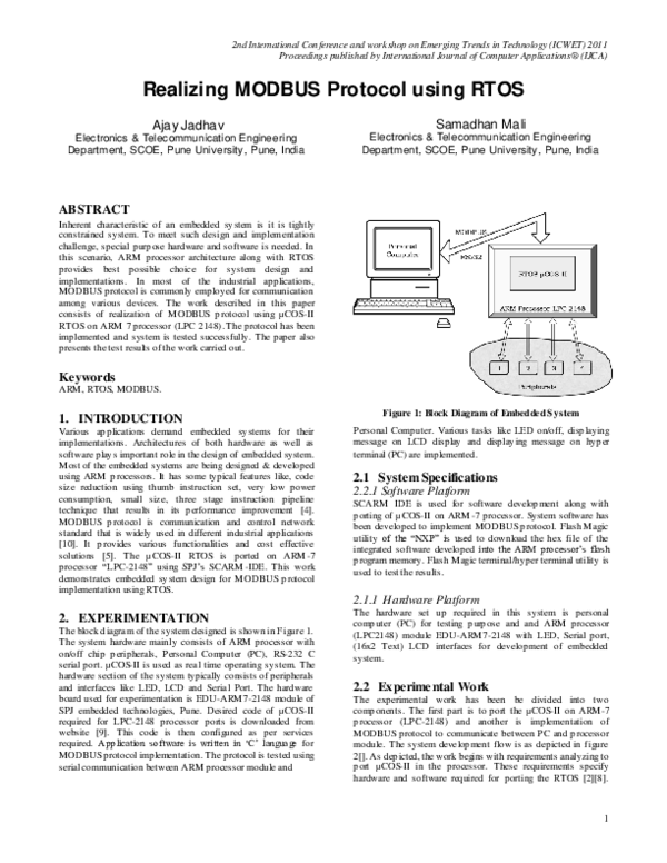 (PDF) Realizing MODBUS Protocol using RTOS