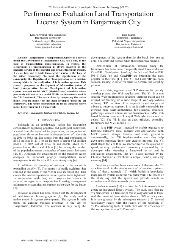(PDF) Performance Evaluation Land Transportation License System in ...