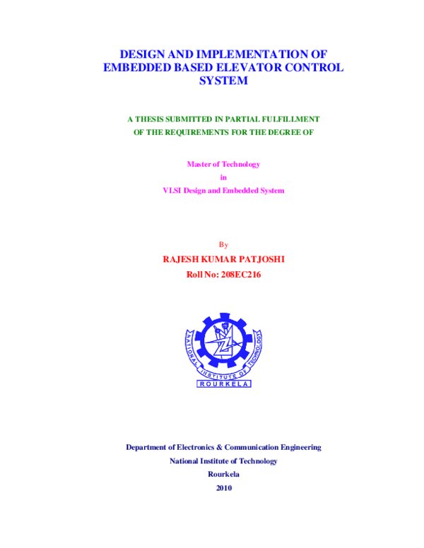 Pdf Design And Implementation Of Embedded Based Elevator Control System