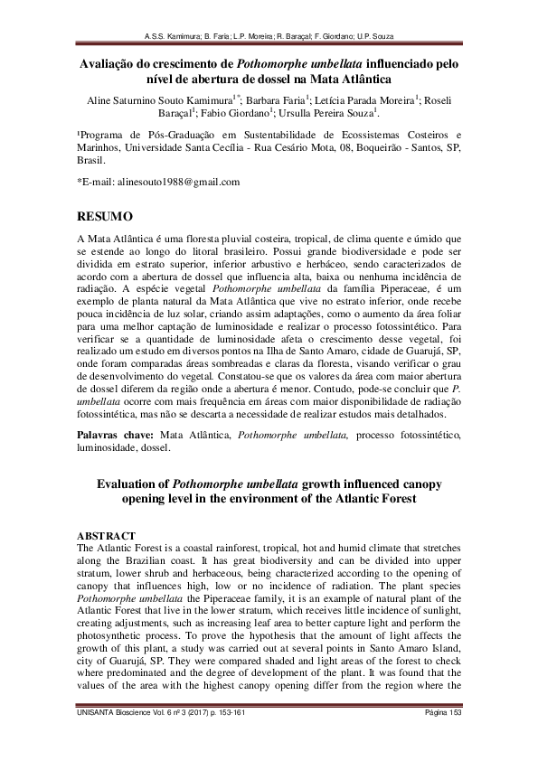 (PDF) Avaliação do crescimento de Pothomorphe umbellata influenciado ...