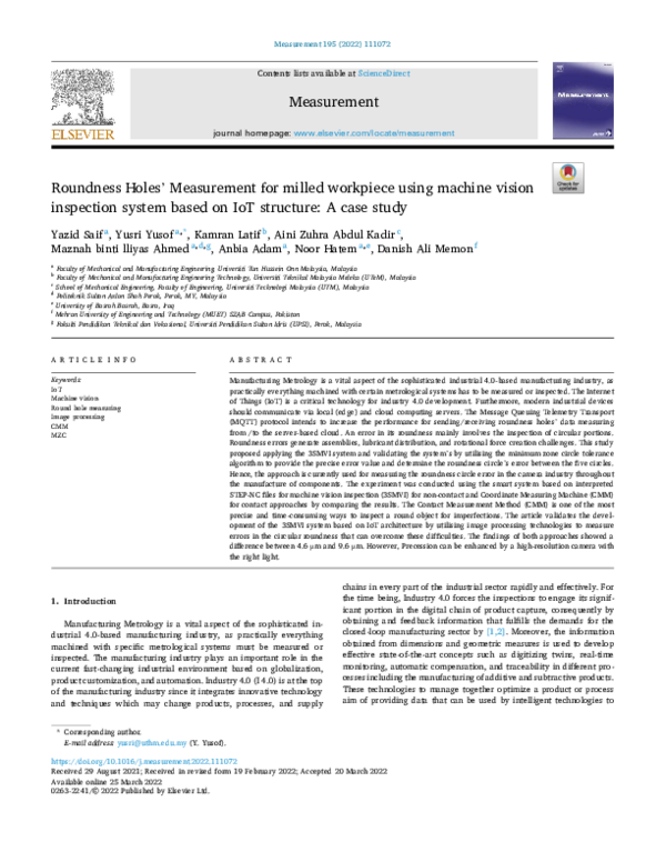 (PDF) Roundness Holes' Measurement for milled workpiece using machine ...