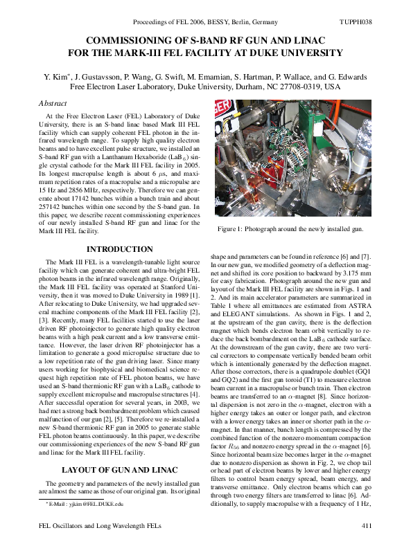 (PDF) Commissioning of S-Band RF Gun and Linac for the Mark-III Fel ...