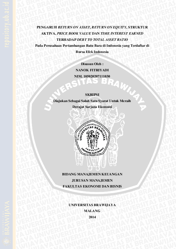 (PDF) Pengaruh Return On Asset, Return On Equity, Struktur Aktiva ...