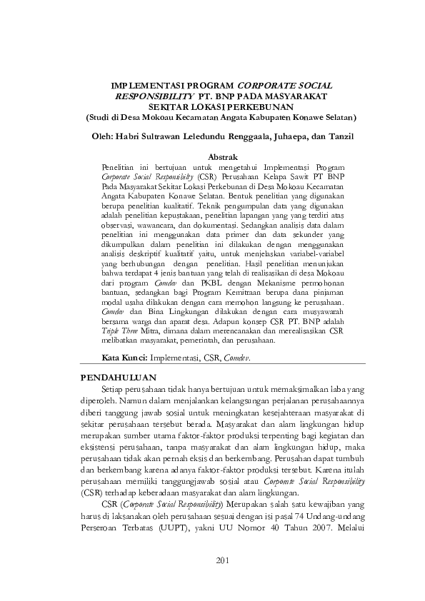 (PDF) IMPLEMENTASI PROGRAM CORPORATE SOCIAL RESPONSIBILITY