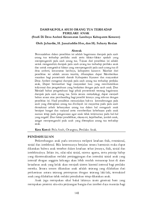 (PDF) DAMPAK POLA ASUH ORANG TUA TERHADAP PERILAKU ANAK