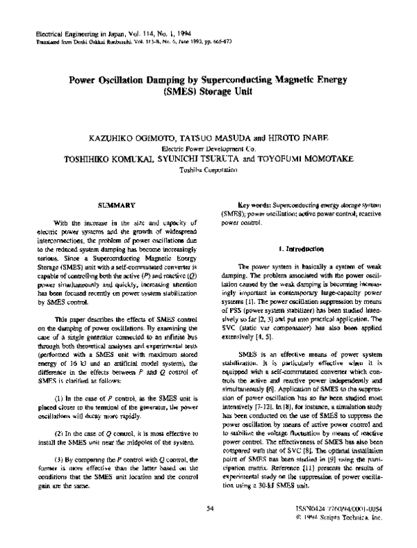 (PDF) Power oscillation damping by superconducting magnetic energy ...