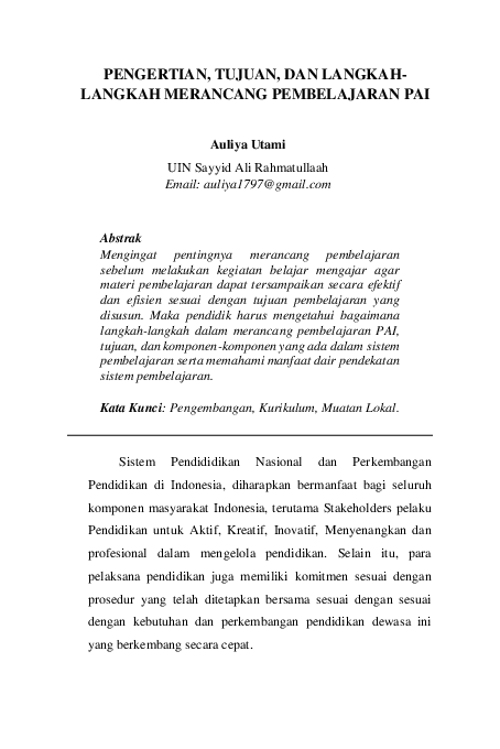 (PDF) PENGERTIAN, TUJUAN, DAN LANGKAH-LANGKAH MERANCANG PEMBELAJARAN PAI (PDF) PENGERTIAN, TUJUAN, DAN LANGKAH-LANGKAH MERANCANG PEMBELAJARAN PAI