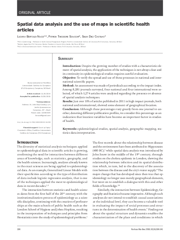 (PDF) Spatial data analysis and the use of maps in scientific health articles