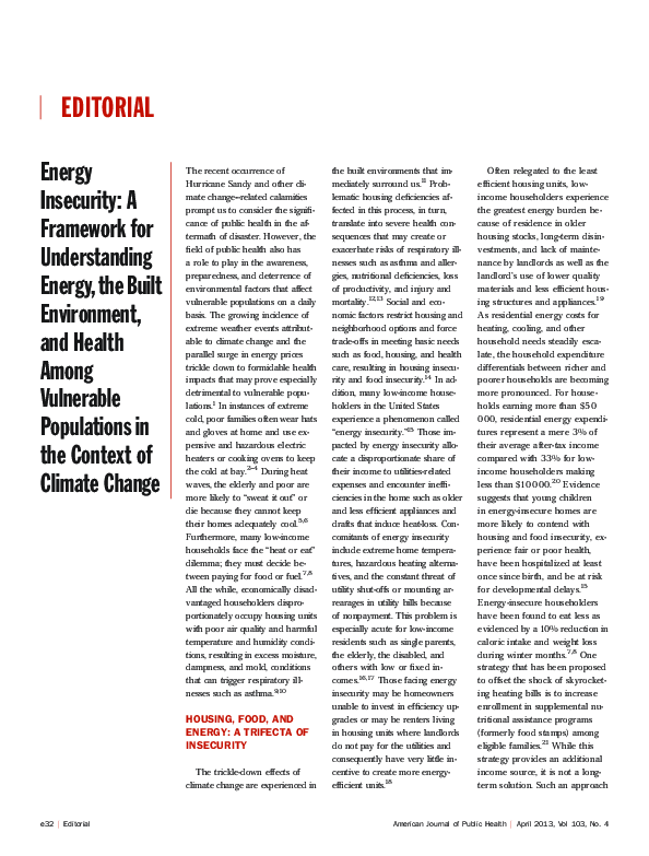 (PDF) Energy Insecurity: A Framework for Understanding Energy, the ...