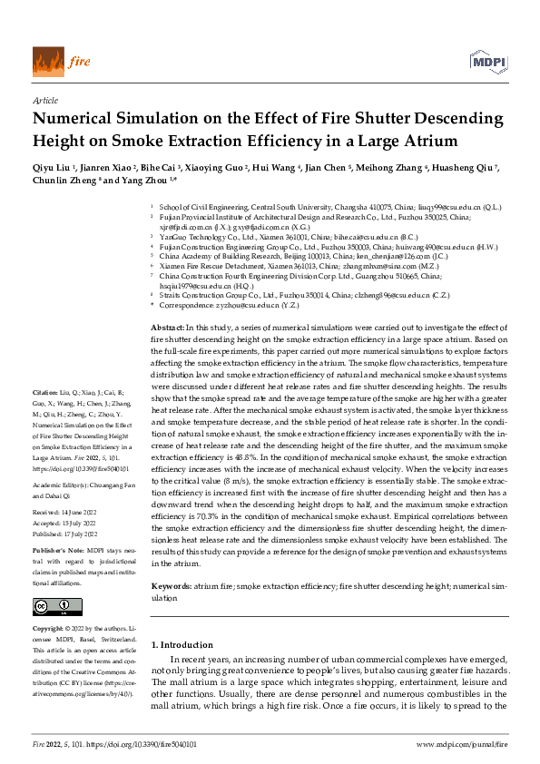 (PDF) Numerical Simulation on the Effect of Fire Shutter Descending ...