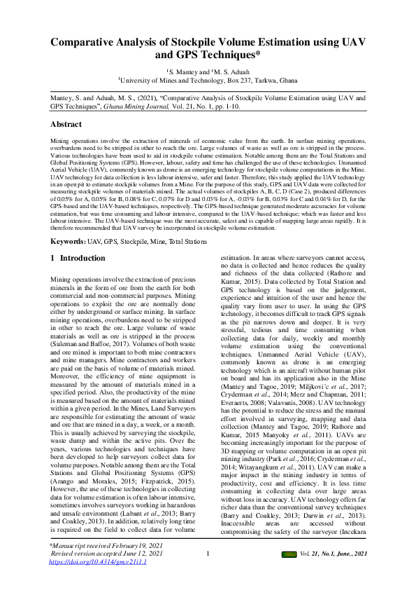 (PDF) Comparative Analysis of Stockpile Volume Estimation using UAV and ...