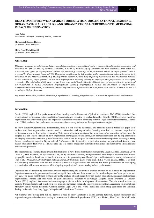 (PDF) Relationship between market orientation, organizational learning, organizational culture ...